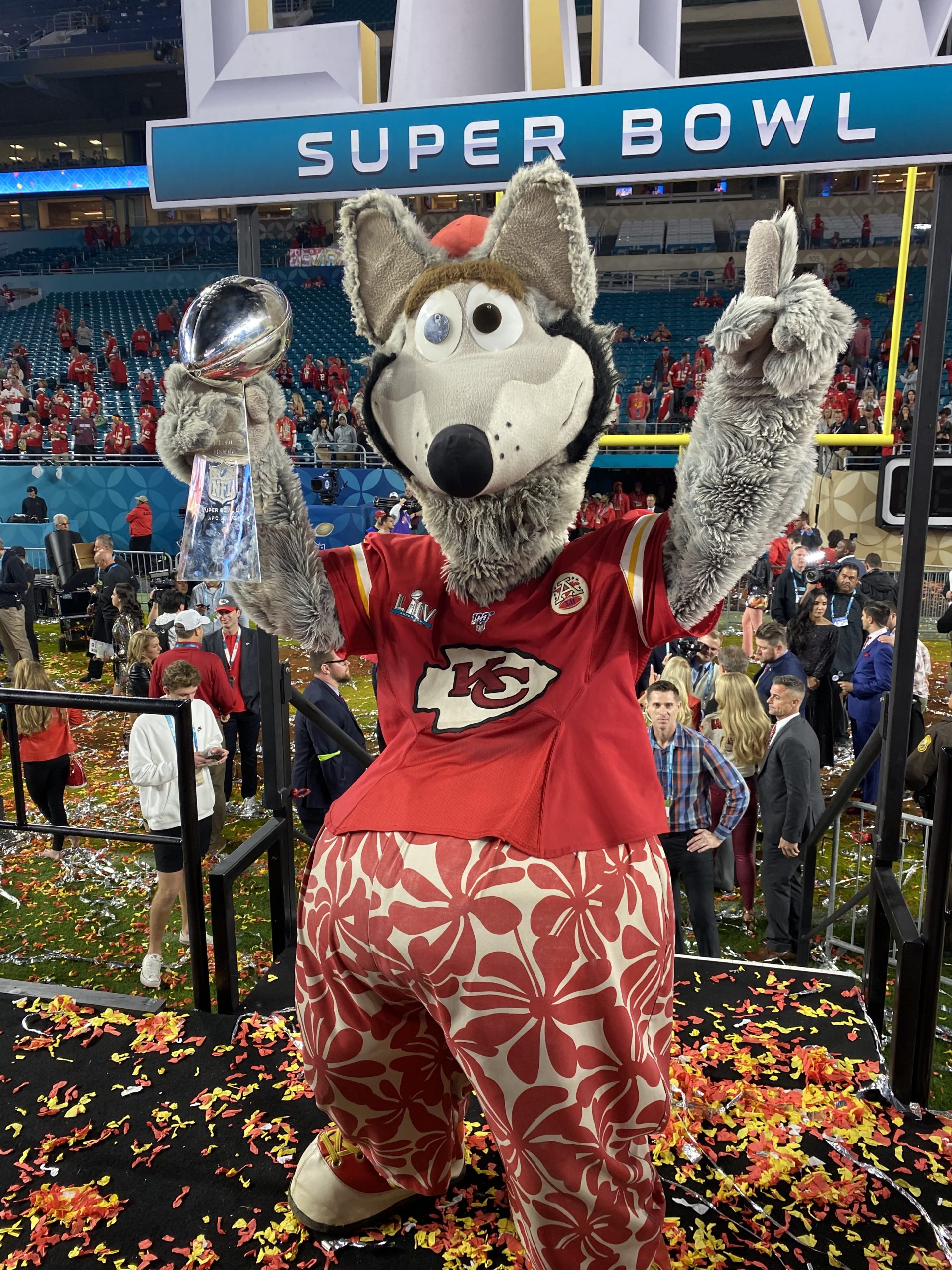 Mitch Holthus, Voice of the Kansas City Chiefs and Dan Meers as KC Wolf ...